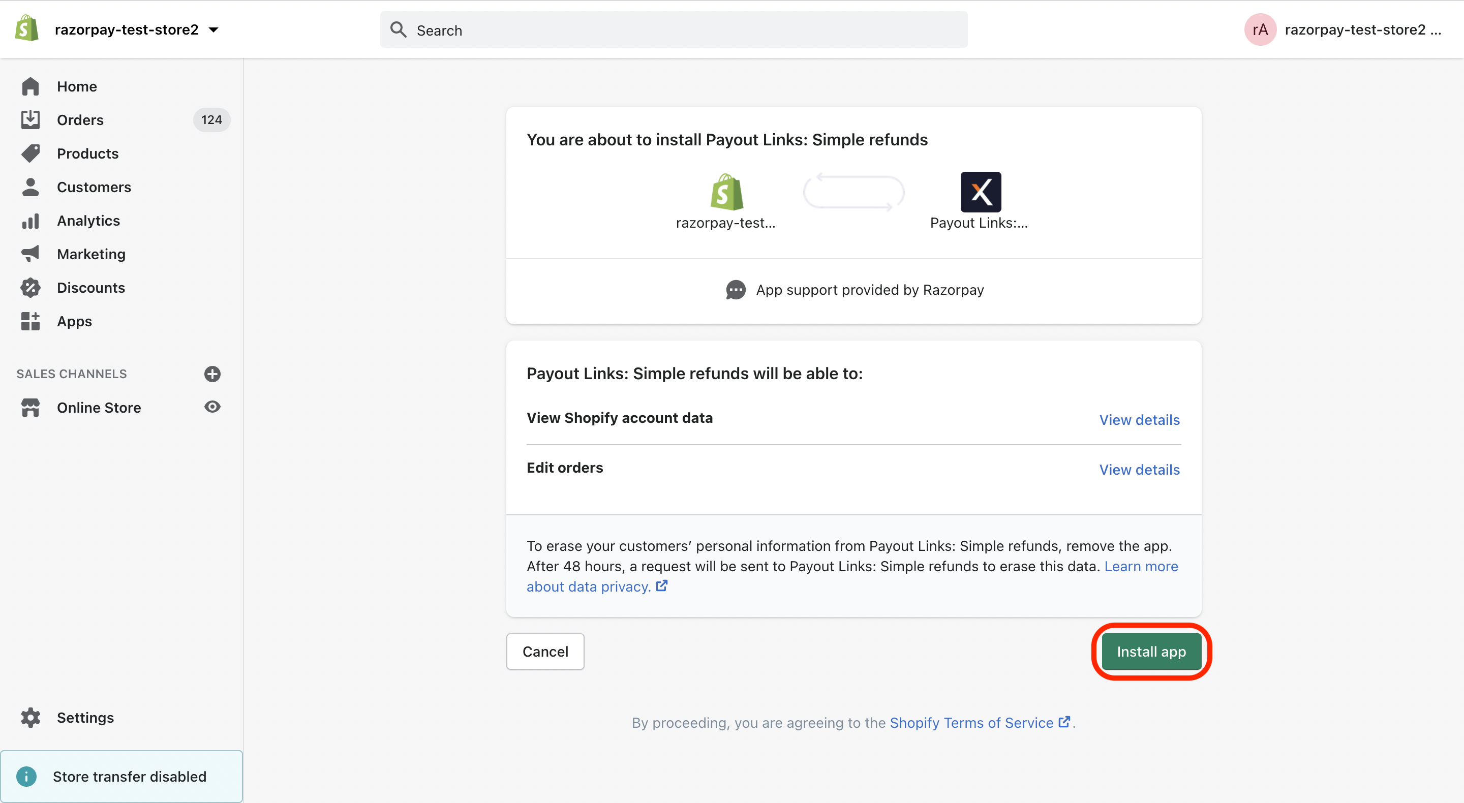 Shopify Payout Links | Razorpay Docs