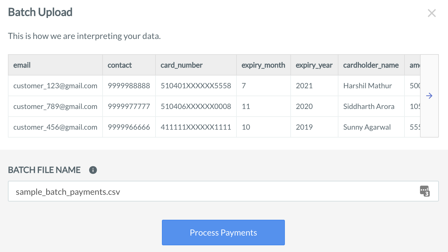 MOTO Batch Card Payments | Razorpay Docs