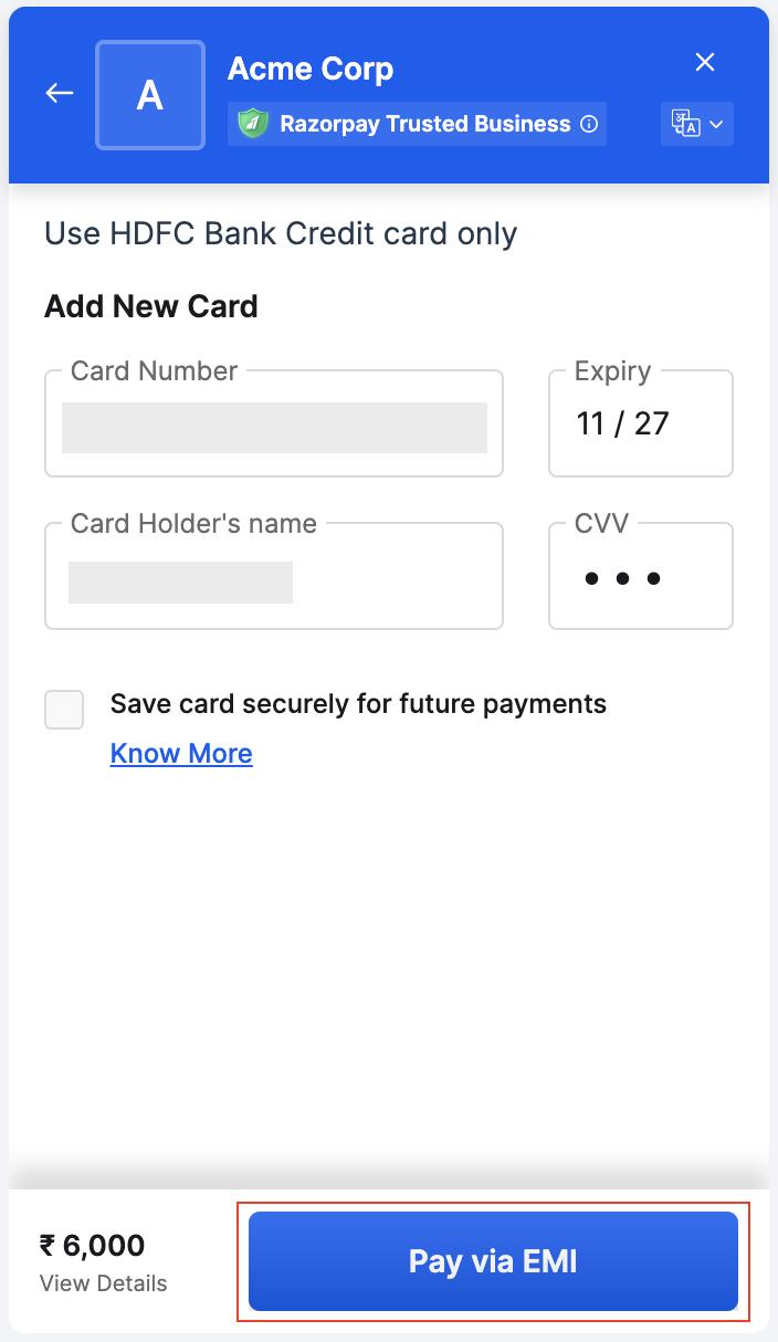 About EMI | Razorpay Docs
