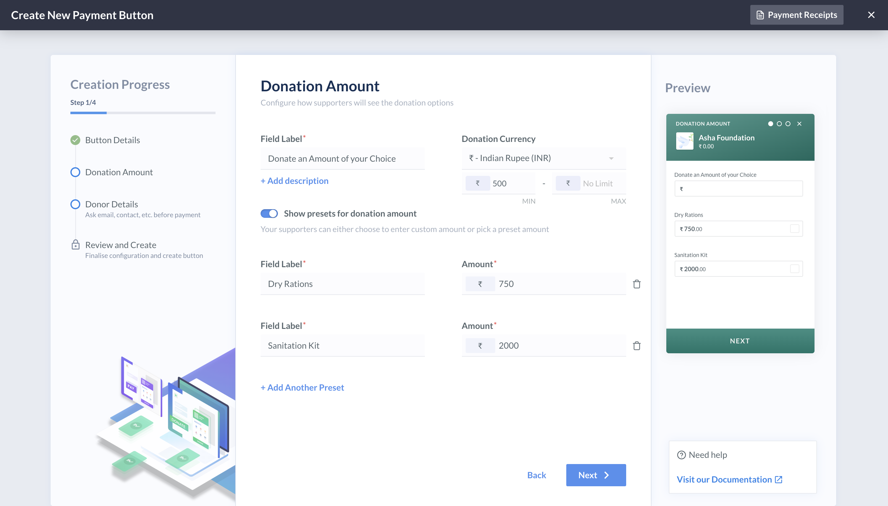 Donations Button | Razorpay Docs