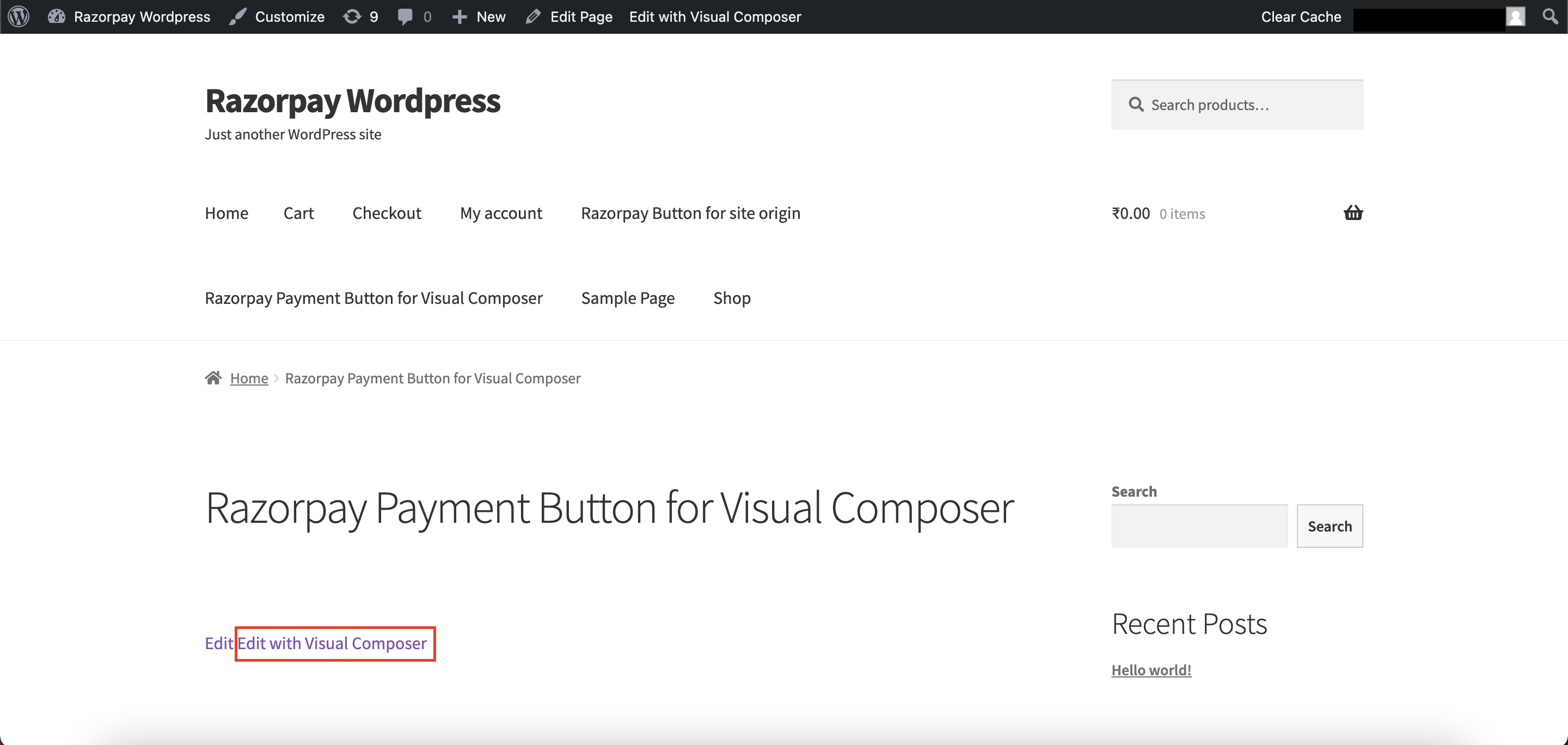 Payment Button Visual Composer Plugin for WordPress | Razorpay Docs