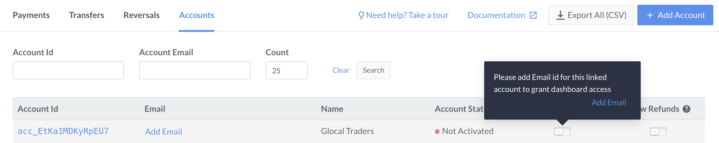 Linked Accounts | Razorpay Docs