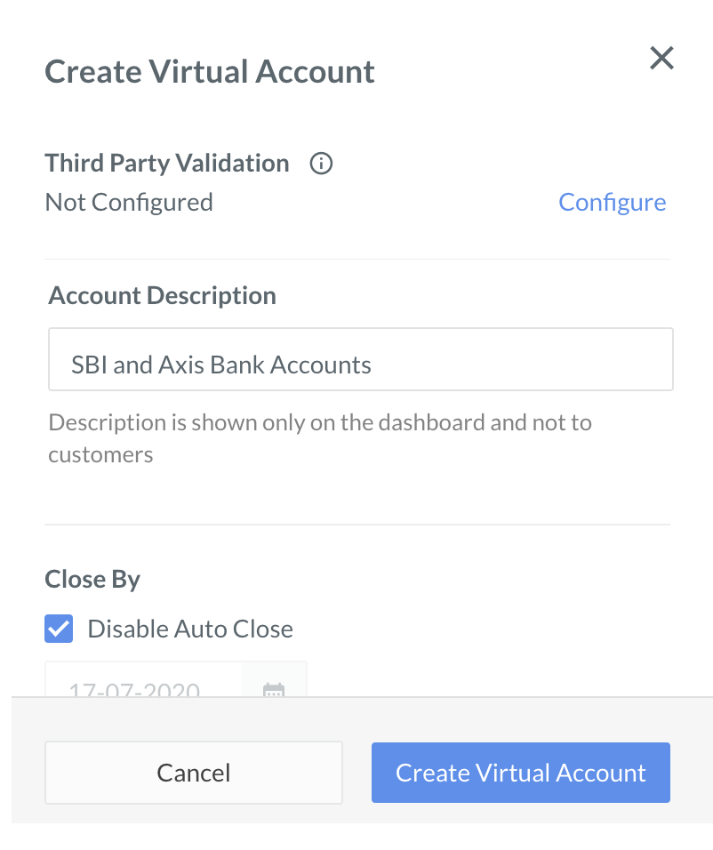 Create Virtual Accounts | Razorpay Docs