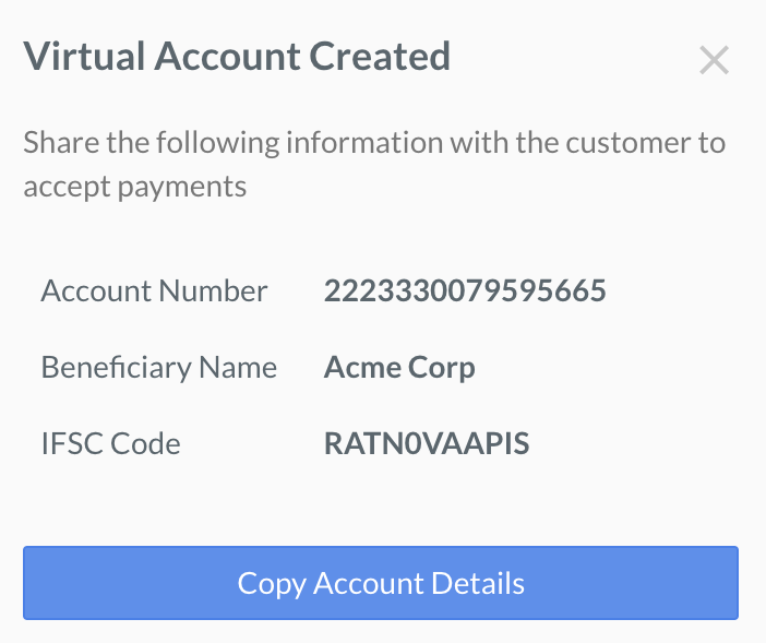 Create Virtual Accounts | Razorpay Docs